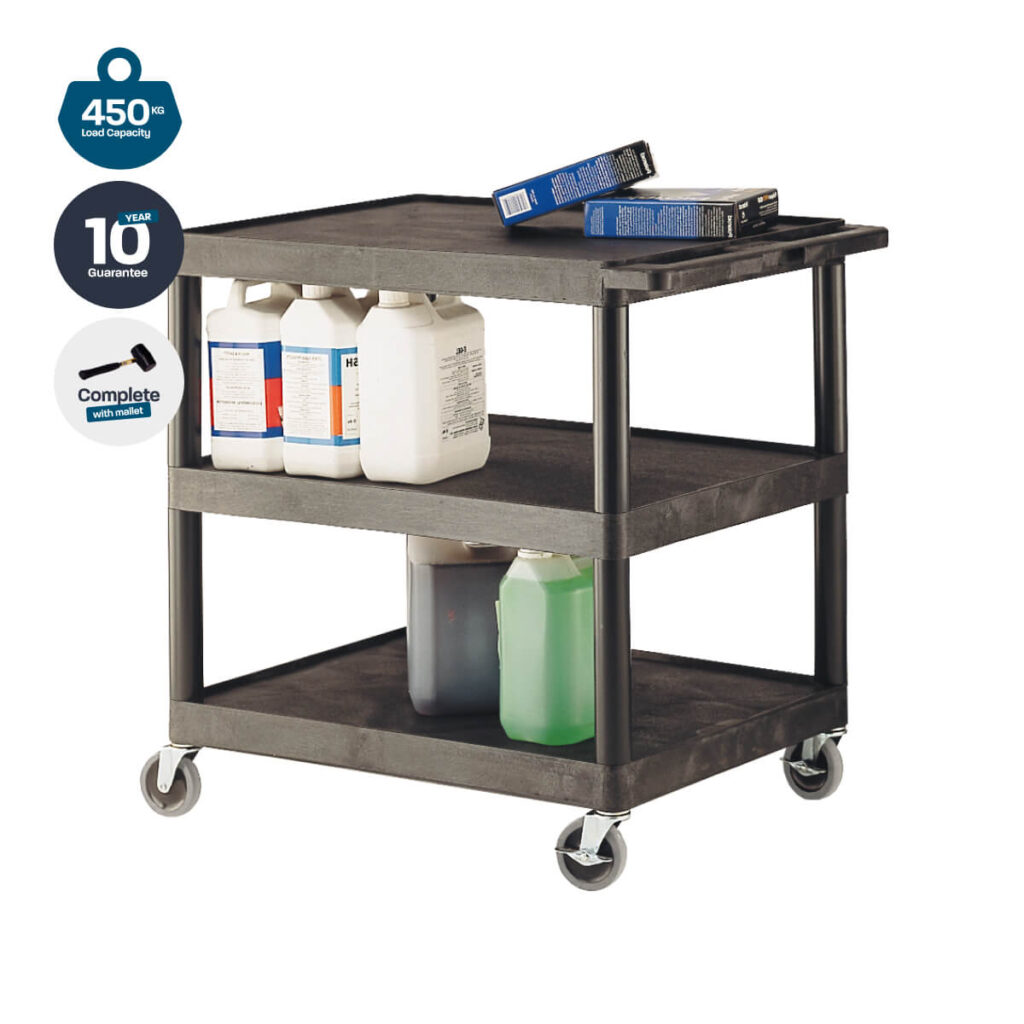 Super Strength 3 Shelf Trolley GI334L • Workflo